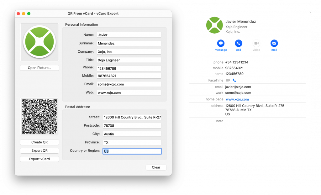 Tutorial: Create QR Codes with vCard Information – Xojo Programming Blog